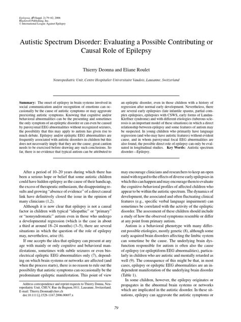 Autistic Spectrum Disorder Evaluating A Possible Contributing Or Pdf