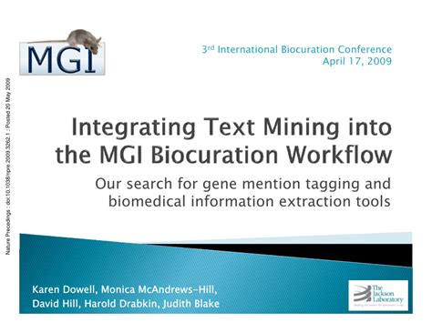 Pdf Integrating Text Mining Into The Mgi Biocuration Workflow