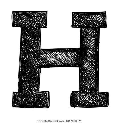 Letter H Pencil Sketch Black Color Stock Vector Royalty Free