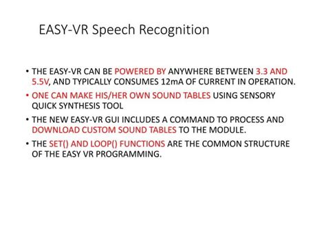 Role Of Easy Vr In Arduino Speech Processing PPTX Digital Audio Computer Software And