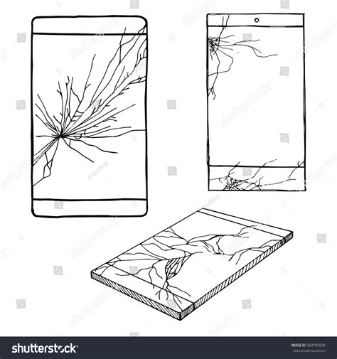 Cracked Screen Display Sketch Different Broken Stock Vector Royalty Free Shutterstock