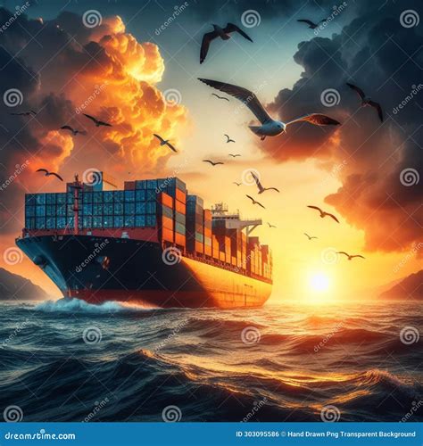 A Giant Cargo Ship Carrying Containers Sails On The High Seasai