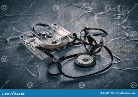 Broken Cassette Tape Tangled On Ground Stock Image Image Of Tape