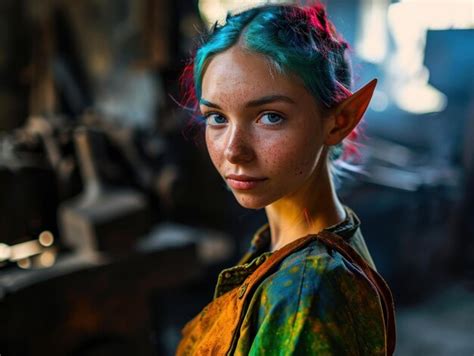 Premium Photo A Woman With Blue Hair And Elf Ears