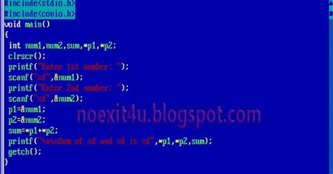 C PROGRAM: TO ADD TWO NUMBERS USING POINTER ~ noexit4u.com