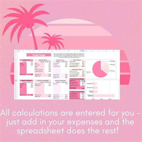 Savvy Sheets Barbie Inspired Pink Budget Spreadsheet Google Sheets