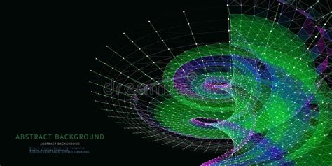 Abstract Background Twisting Wireframe Grid From Color Faces On Black