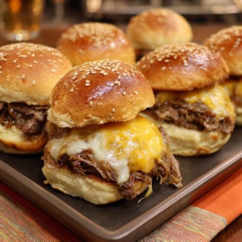 Melted Cheese Pulled Beef Sliders
