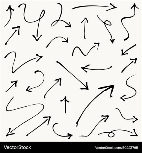 Hand Drawn Arrow Collection Direction Pencil Draw Vector Image