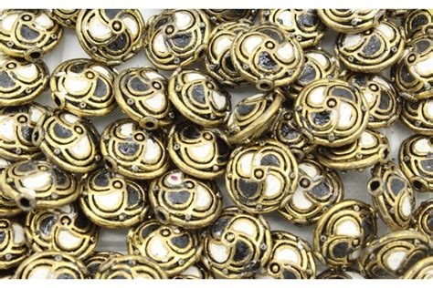 Saucer Shape 15mm Antique Gold Black White Bead Trimming