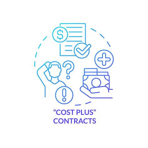 Cost Plus Contracts Blue Gradient Concept Icon Additional Fees