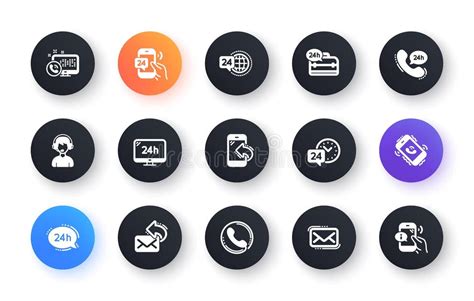 Processing Icons Call Center Support And Chat Message Classic Icon Set Vector Stock Vector