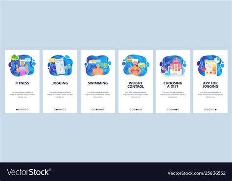 Mobile App Onboarding Screens Fitness Music Vector Image