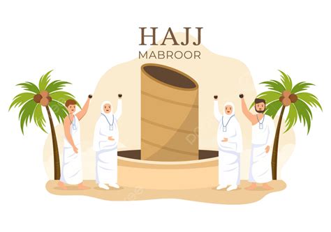 Hajj Or Umrah Mabroor Cartoon Illustration With People Character And
