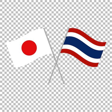 タイと日本の国旗が交差したベクトルイラスト Premiumベクトル素材