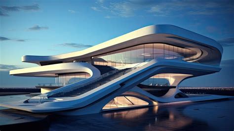 Premium Photo Modern Architectural Structure At Night Ai Generated