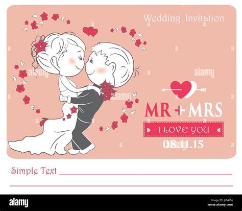 Loving Couple Wedding Invitationvector Illustration Stock Vector
