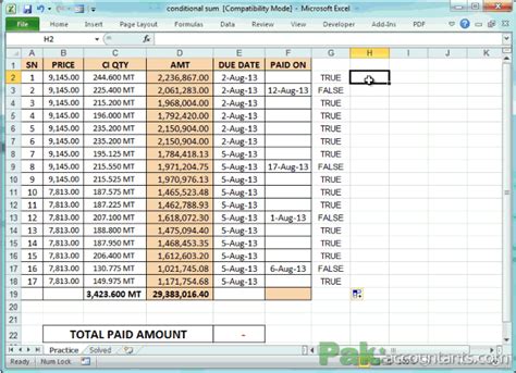 Conditional Sum With Excel Sumproduct Function Intro Examples Pakaccountants