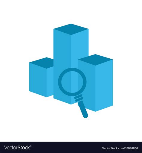 Lupe With Bars Chart Flat Style Icon Design Vector Image