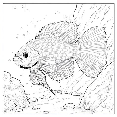 Dibujos de peces betta Página del libro para colorear Foto Premium