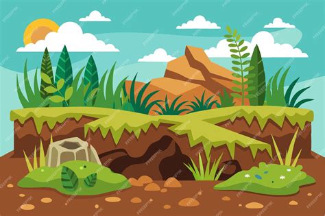 Excavation Of A Lush Archaeological Site With Grass Rocks And Potential