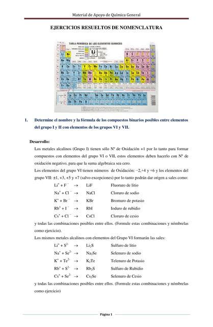 Ejercicios Resueltos Nomenclatura Inorgánica Yamil Patzi Udocz