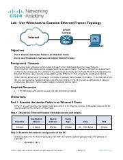 7 1 6 Lab Use Wireshark To Examine Ethernet Frames Pdf Lab Use Wireshark To Examine