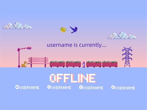 Cute Twitch Offline Banner Canva Template Not Animated Pixel Art Static Stream Screen