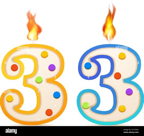 Thirty Three Years Anniversary 33 Number Shaped Birthday Candle With
