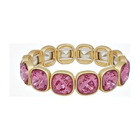 Square Crystal Gold Stretchy Bracelet Stretchy Bracelets Pink