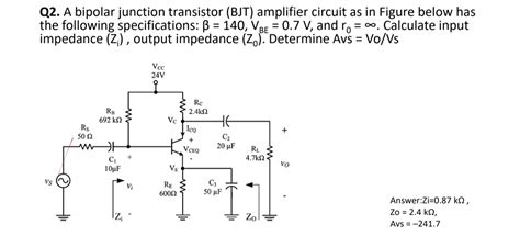 Solved Q2 ﻿a Bipolar Junction Transistor Bjt ﻿amplifier