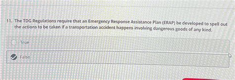 Solved The TDG Regulations Require That An Emergency Chegg
