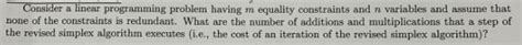 Solved Consider A Linear Programming Problem Having M