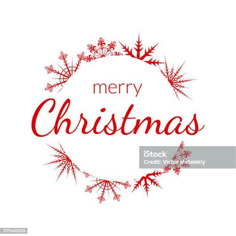 눈송이 화환 장식 메리 크리스마스 텍스트입니다 Xmas 인사말 카드 또는 배너 템플릿입니다 벡터 그림입니다 겨울에 대한 스톡
