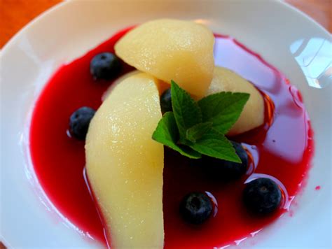 Cheers To Happy Poached Pears With Raspberry Sauce