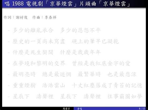 清唱1988電視劇京華煙雲片頭曲京華煙雲 YouTube