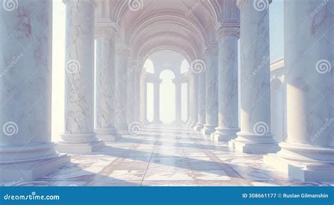 Arcade And A Corridor Of White Columns A Passage Of Marble Columns Stock Image Image Of