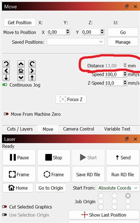 Can No Longer Set Distance Lightburn Software Questions Lightburn