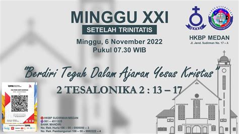 Ibadah Minggu XXI Setelah Trinitatis HKBP Medan Sudirman Minggu November WIB