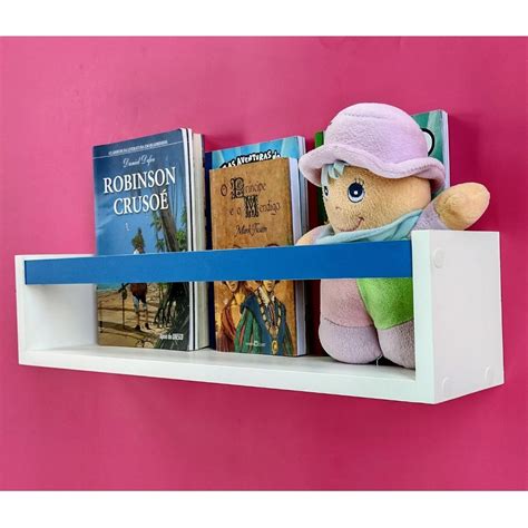 Prateleira Para Livros Infantis Colorida Nicho De Parede Organizador De Brinquedos Cm AZUL