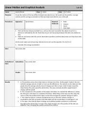 Physics Lab Report Format Lab Docx Linear Motion And Graphical Analysis Class Lab Name