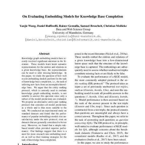 on evaluating embedding models for knowledge base completion acl