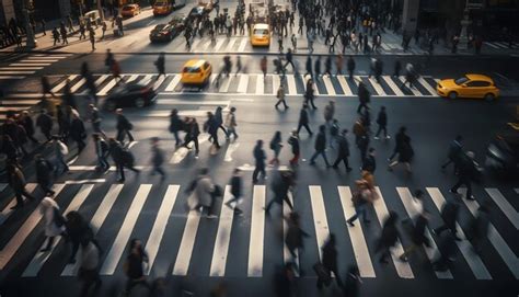 Premium Ai Image Top View Of People On Crosswalk Generative Ai