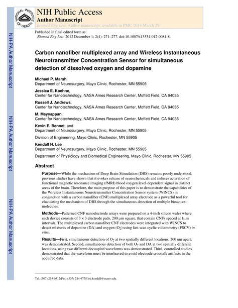Pdf Carbon Nanofiber Multiplexed Array And Wireless Instantaneous Neurotransmitter
