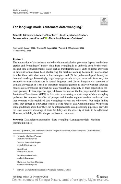 PDF Can Language Models Automate Data Wrangling