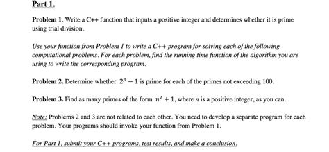 Solved Part 1 Problem 1 Write A C Function That Inputs A Chegg Com