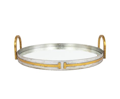 Ono Gold Round Mirrored Tray Decorative Gold Trays