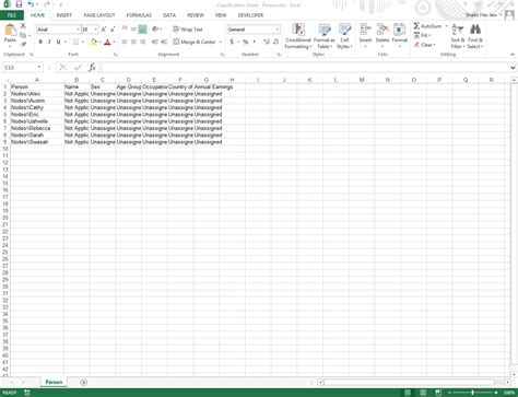 Downloaded Classification Sheet