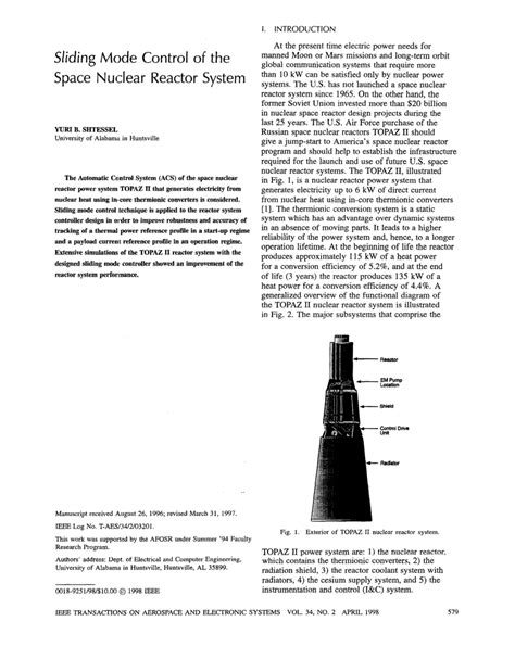 Pdf Sliding Mode Control Of The Space Nuclear Reactor System
