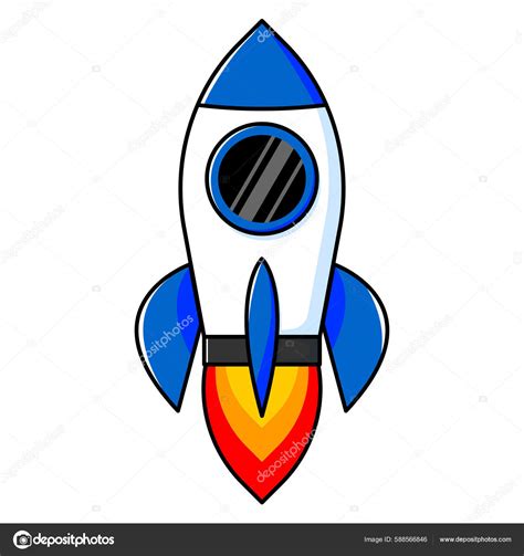 Cute Cartoon Rocket Illustration Vector Color Image Stock Vector Image